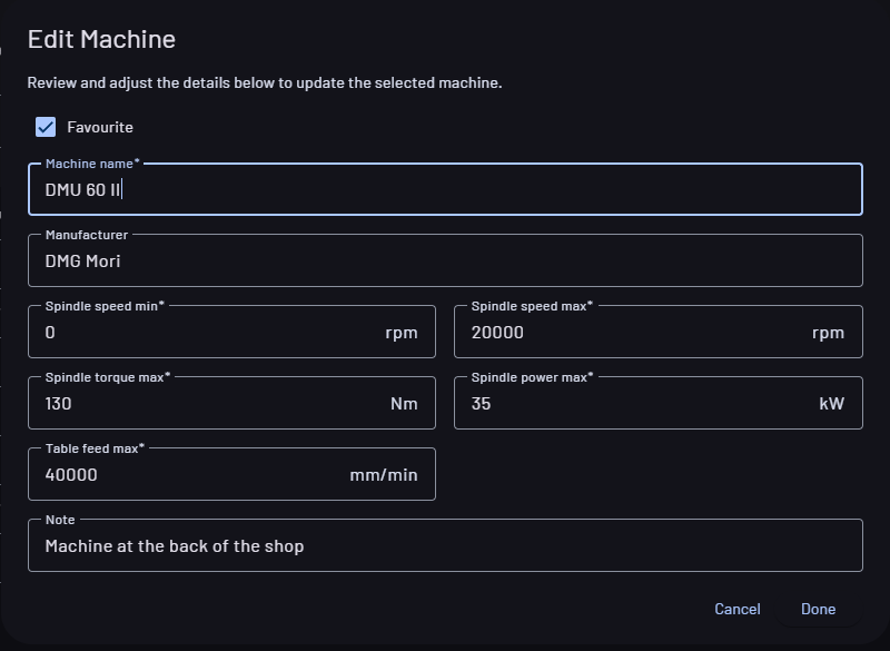 Add/Edit a Machine – CloudNC